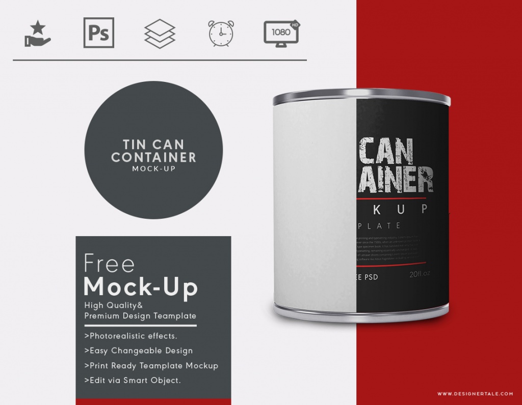 Cylindrical Tin Container Mockup - Designertale