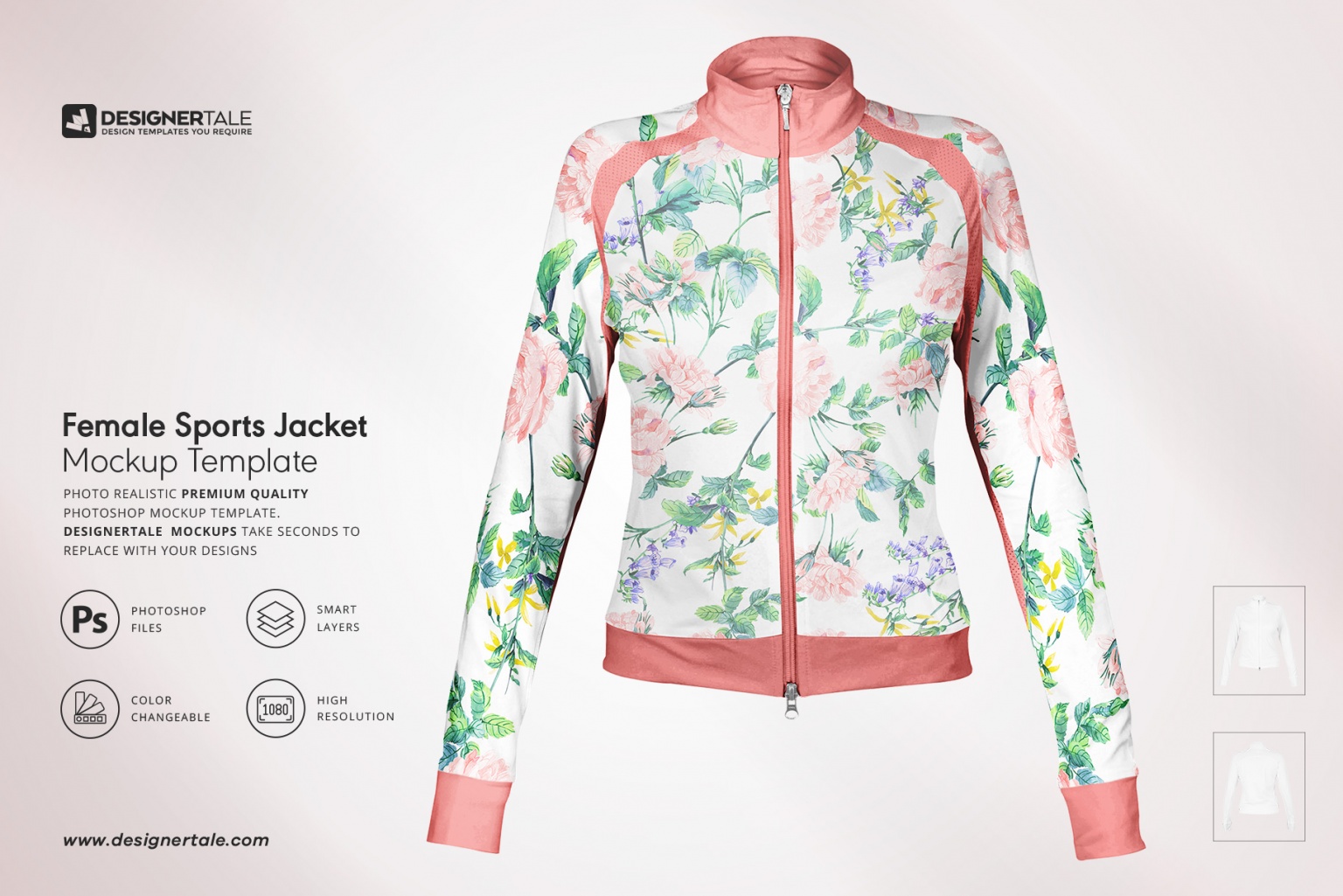 Female Fitness Jacket Mockup - Designertale