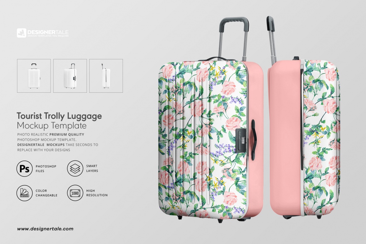 Tourist Trolley Luggage Mockup - Designertale Tourist Trolley Luggage Mockup - Designertale