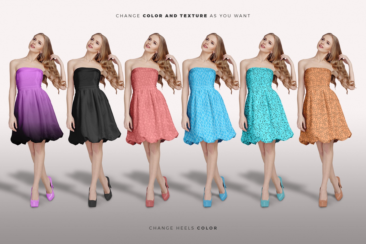 Female Shoulderless Cocktail Dress Mockup - Designertale