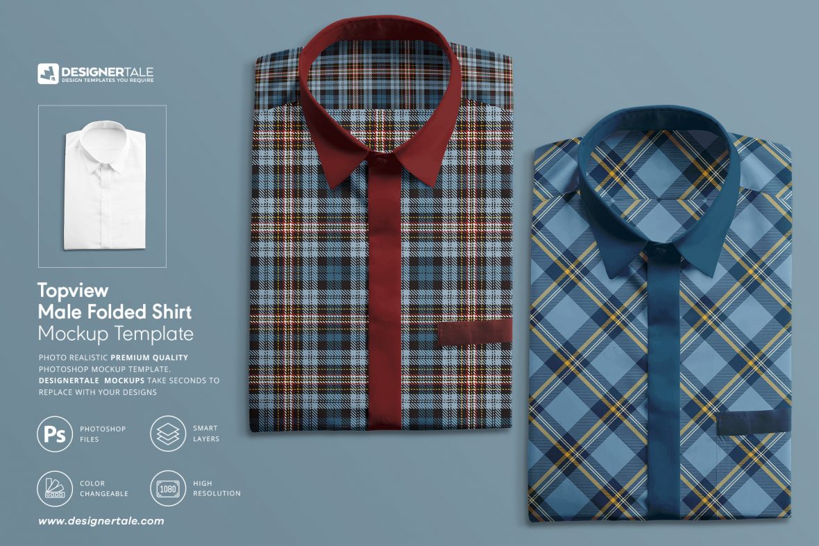 Top-view Male Folded Shirt Mockup - Designertale