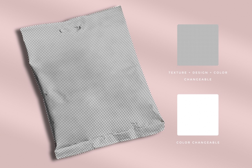 Top view Single Snack Pouch Packaging Mockup - Designertale