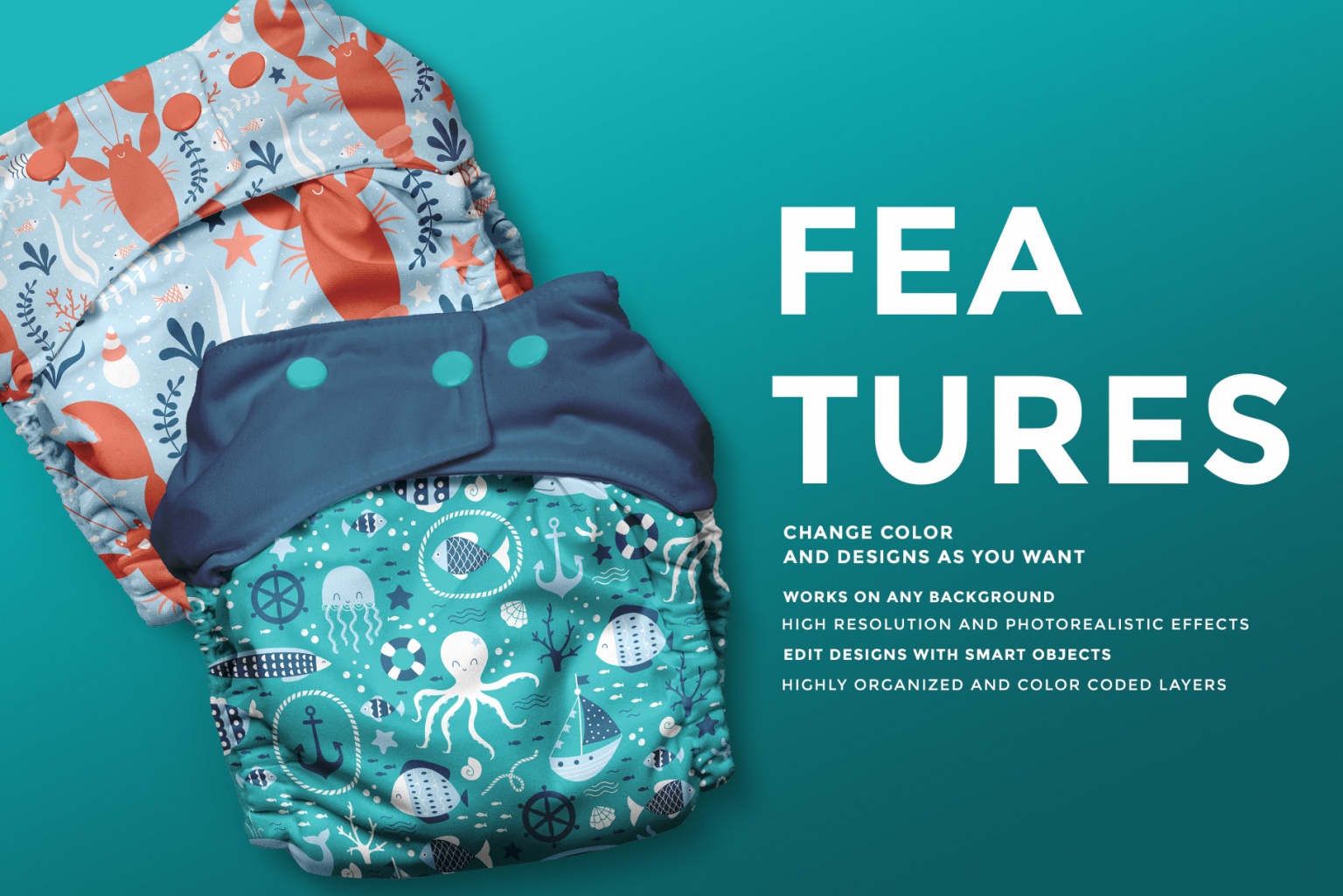 Reusable Cloth Diaper Mockup - Designertale