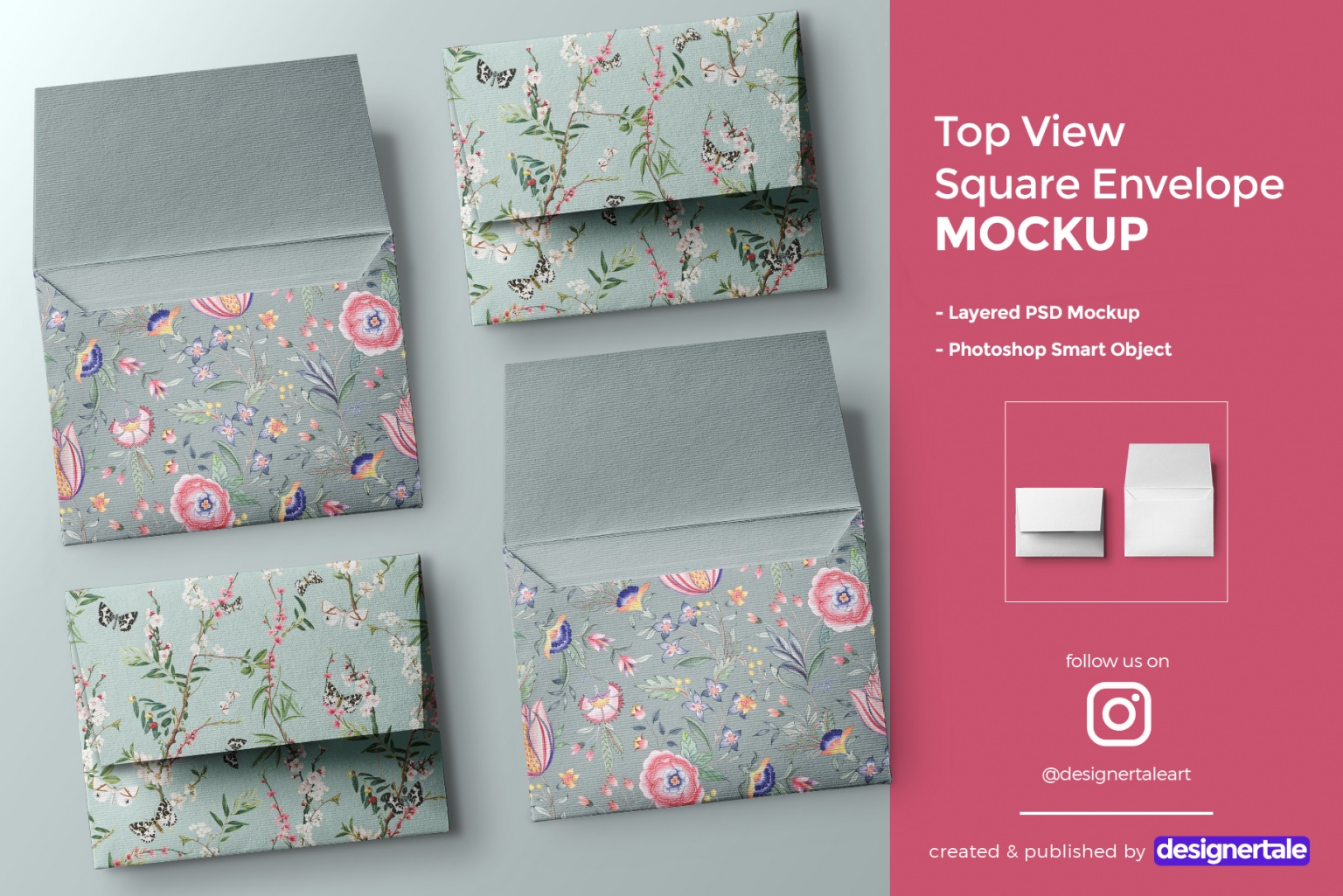 Top View Square Envelope Mockup | Designertale