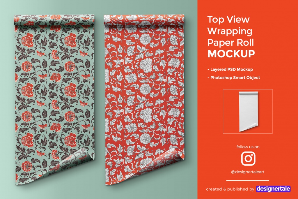 Top View Wrapping Paper Roll Mockup - Designertale