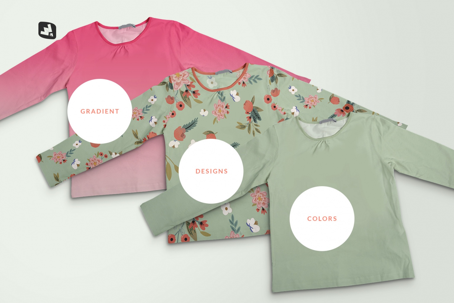 Top-view Girl's Full Sleeve Top Mockup | Designertale