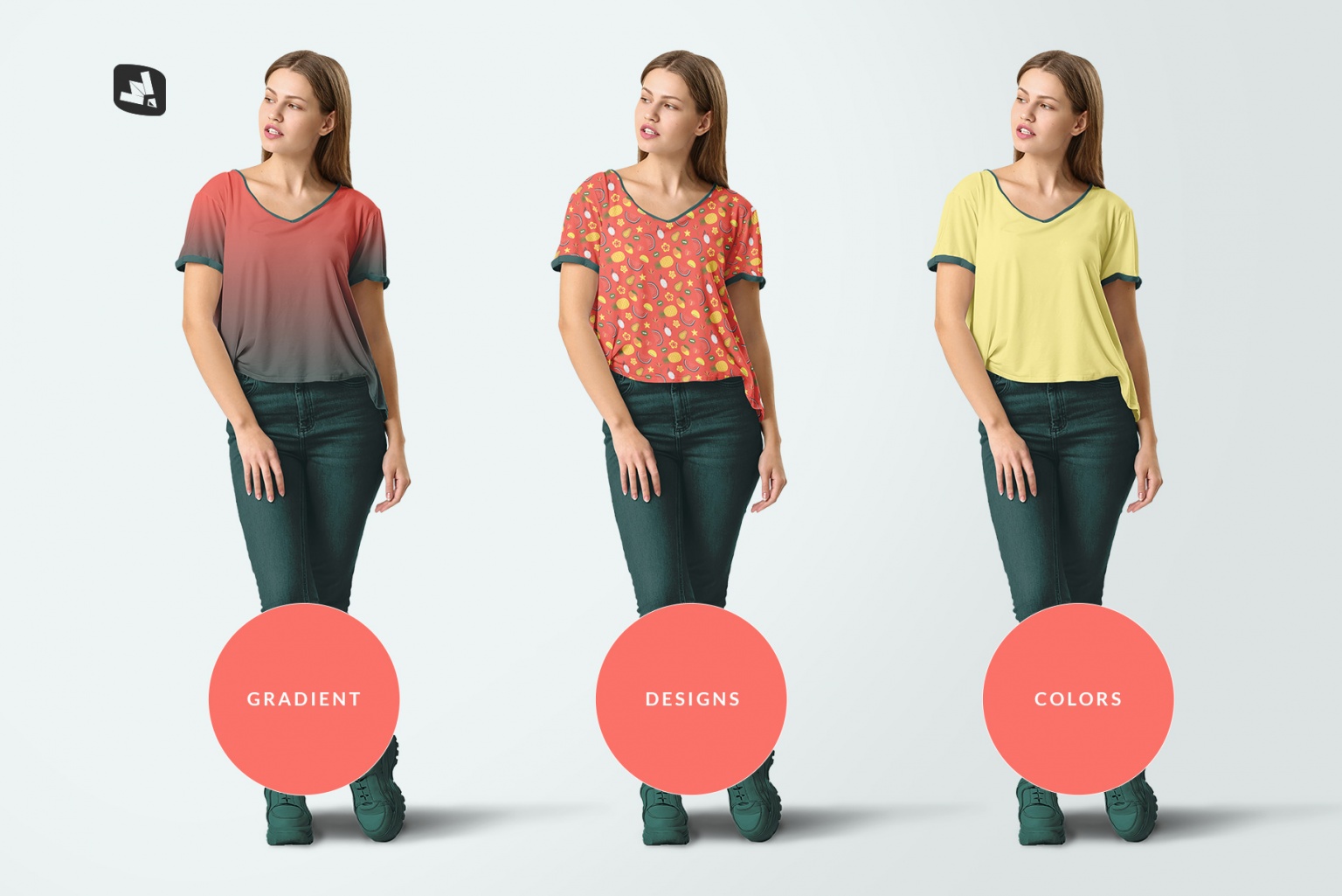 Casual Outfit With Female Model Mockup - Designertale