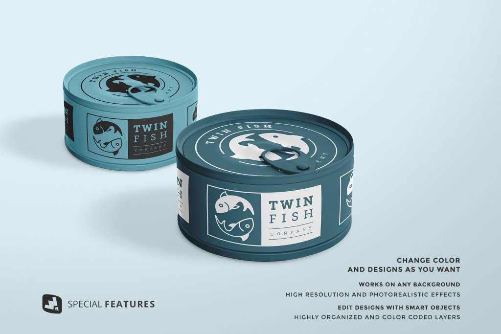Circular Can Food Packaging Mockup - Designertale