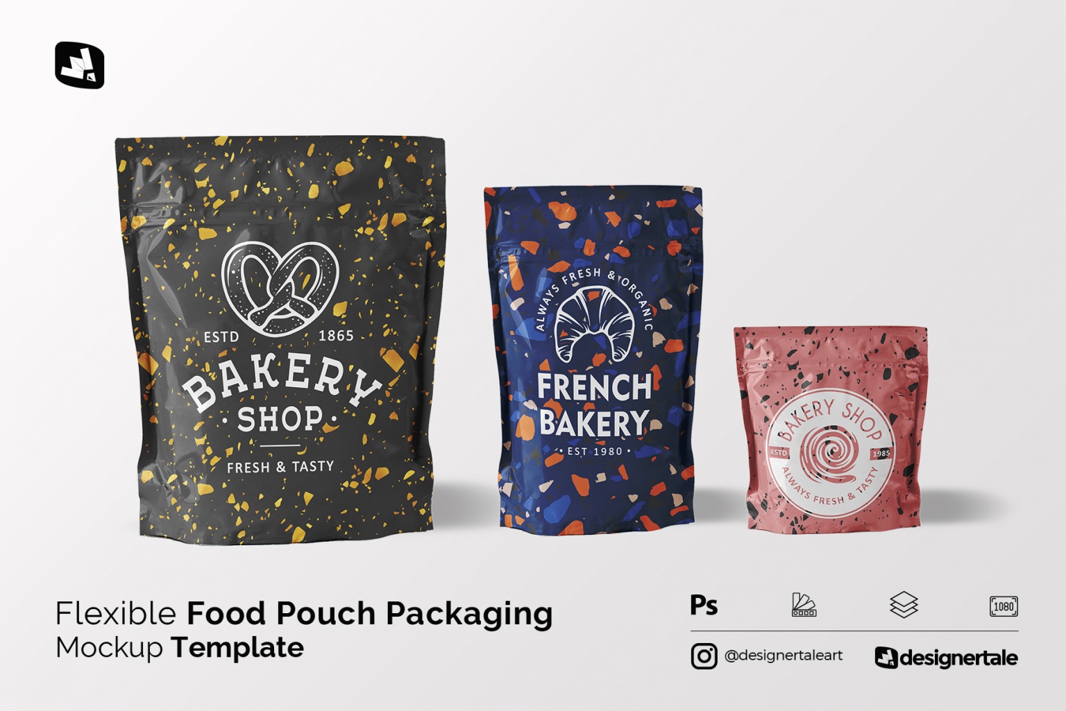 Flexible Food Pouch Packaging Mockup - Designertale