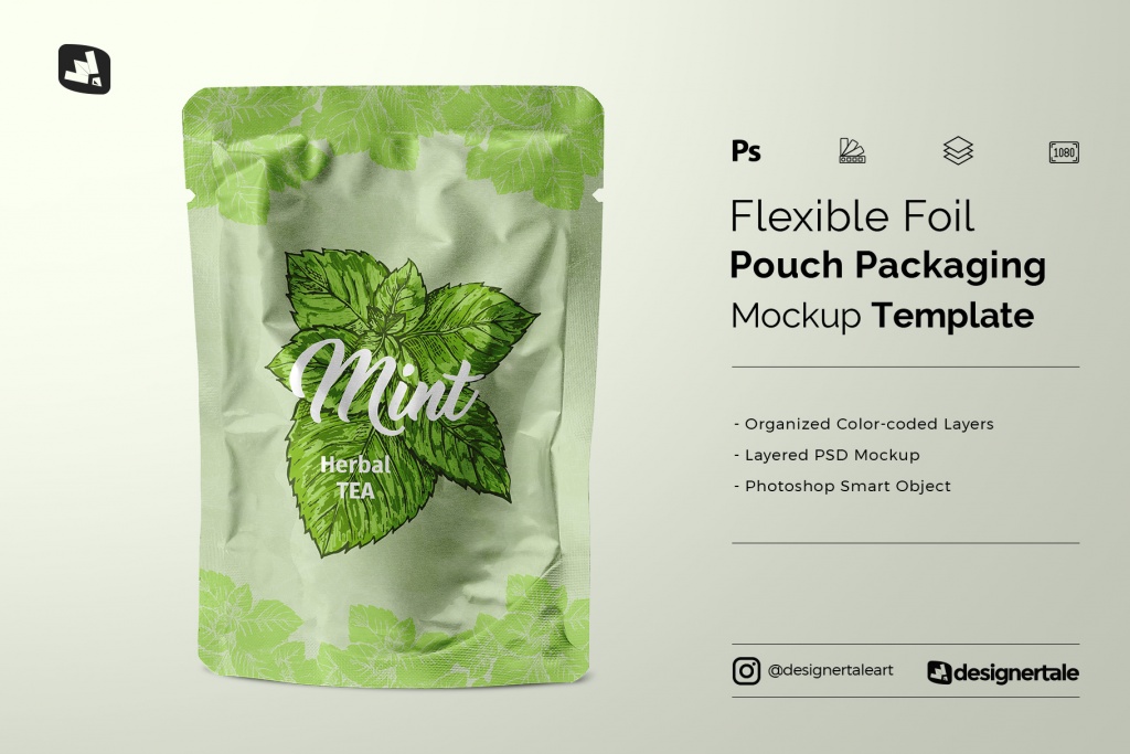 Flexible Foil Pouch Packaging Mockup - Designertale