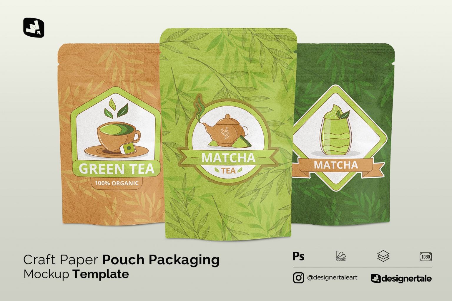 Craft Paper Pouch Packaging Mockup - Designertale