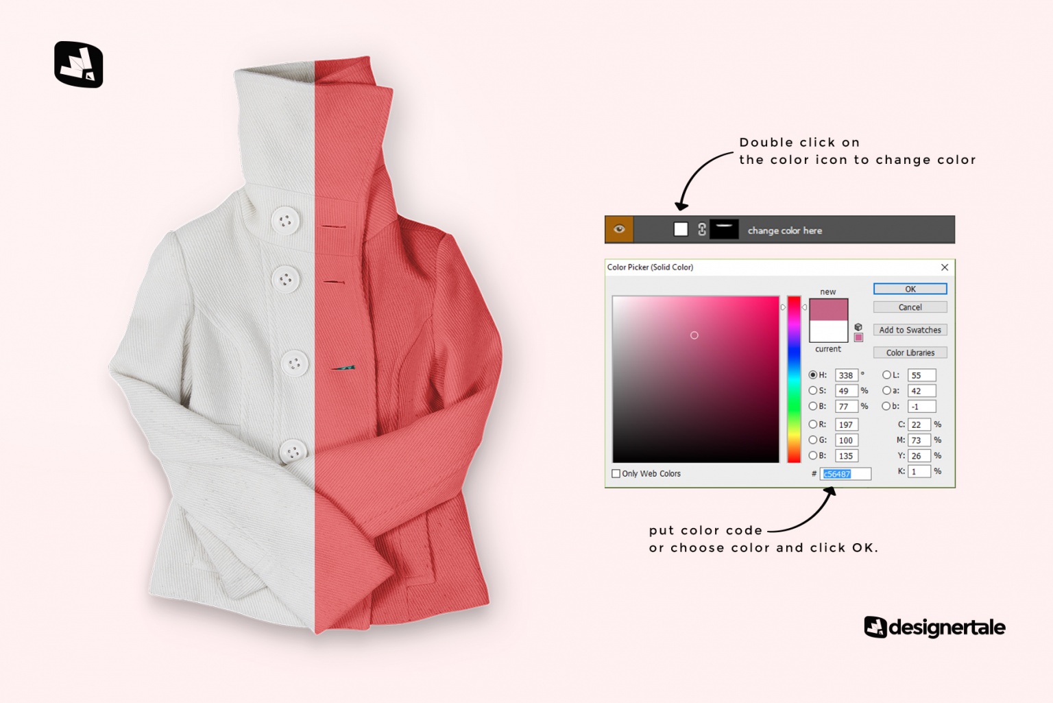 Women's High Collar Jacket Mockup - Designertale