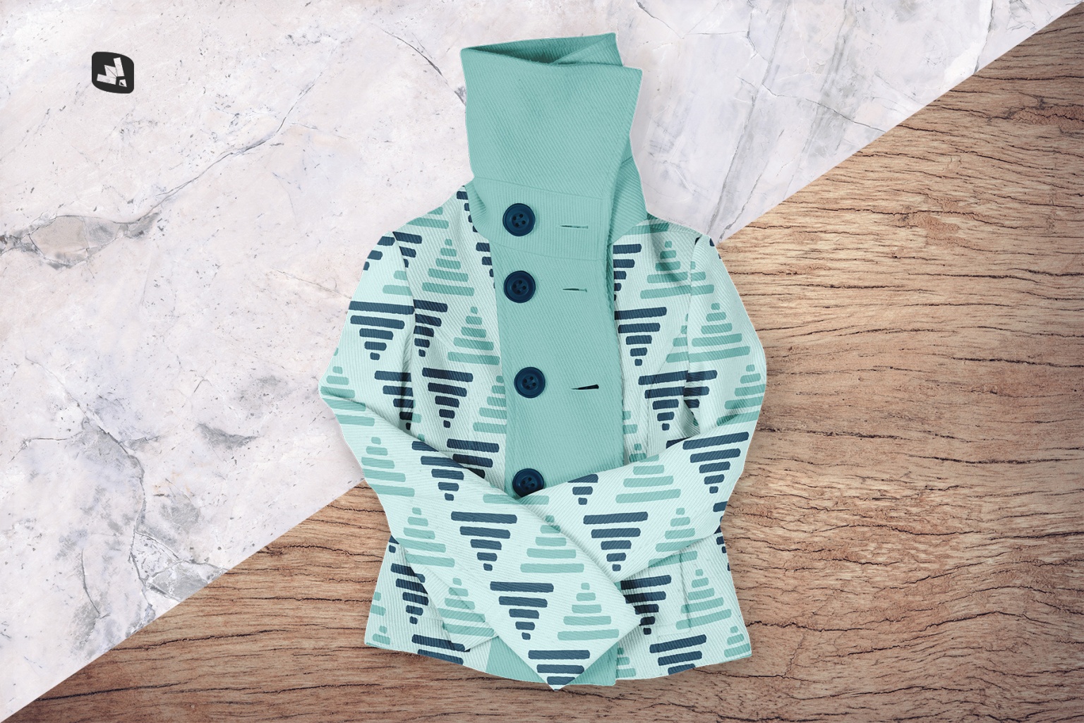 Women's High Collar Jacket Mockup - Designertale