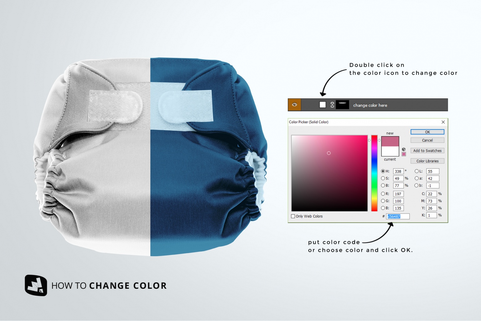 Reusable Velcro Cloth Diaper Mockup - Designertale