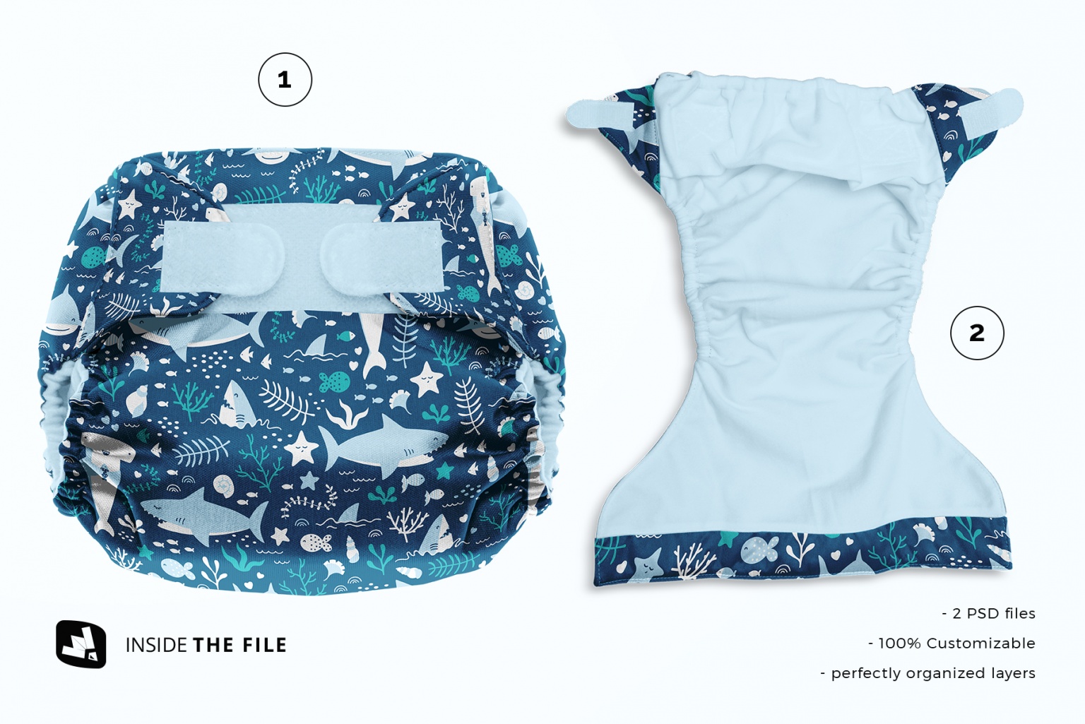Reusable Velcro Cloth Diaper Mockup - Designertale