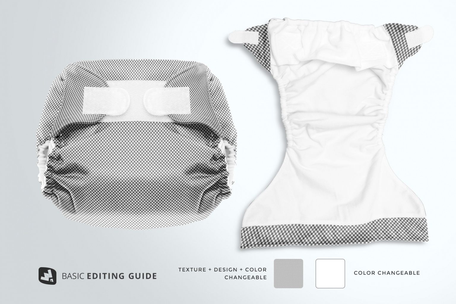 Reusable Velcro Cloth Diaper Mockup - Designertale