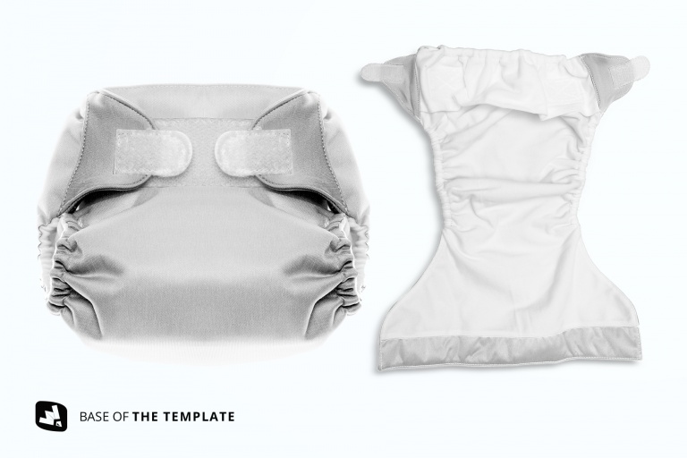 Reusable Velcro Cloth Diaper Mockup - Designertale