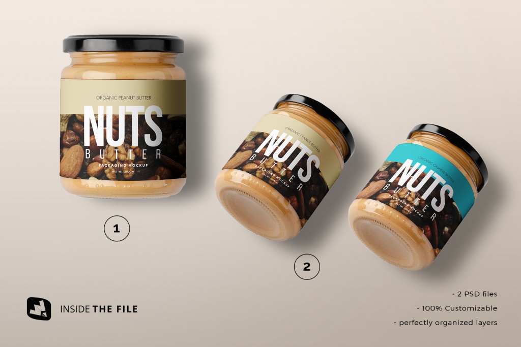 Organic Nut Butter Packaging Mockup - Designertale