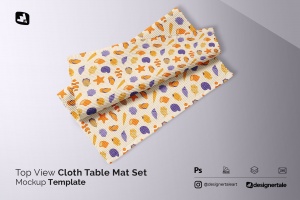 Top View Cloth Table Mat Set Mockup | Designertale