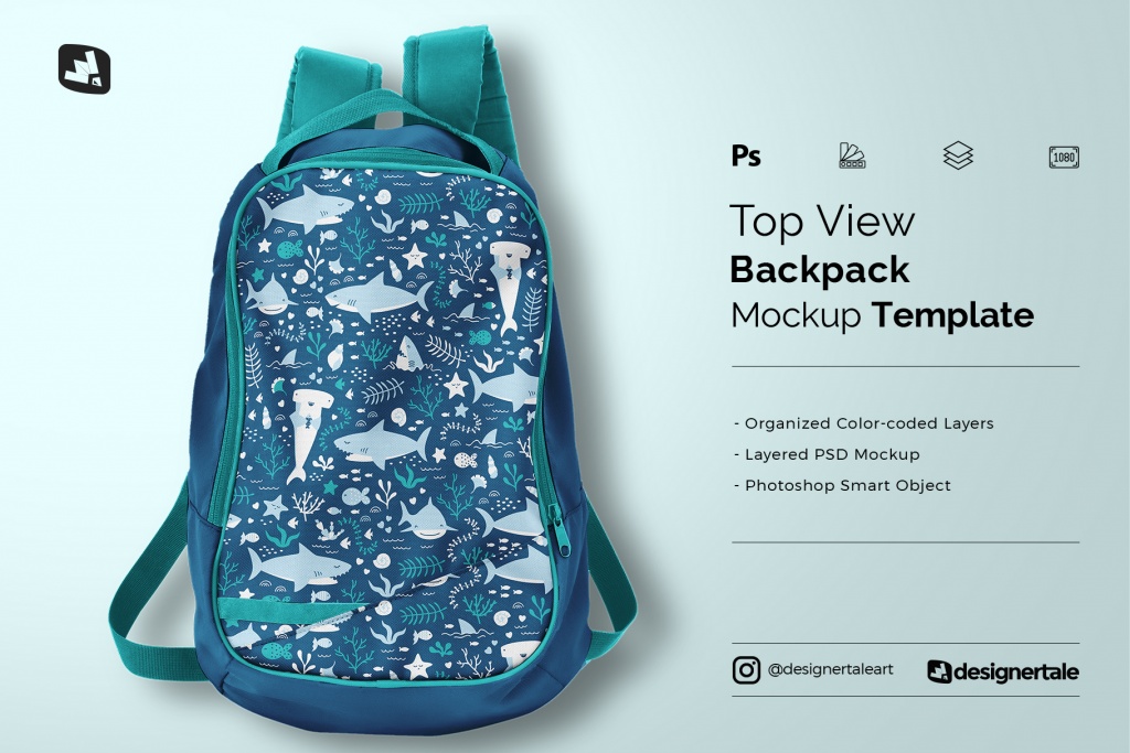 Top View Backpack Mockup - Designertale