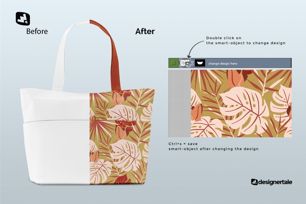 Front View Fabric Shopping Bag Mockup | Designertale