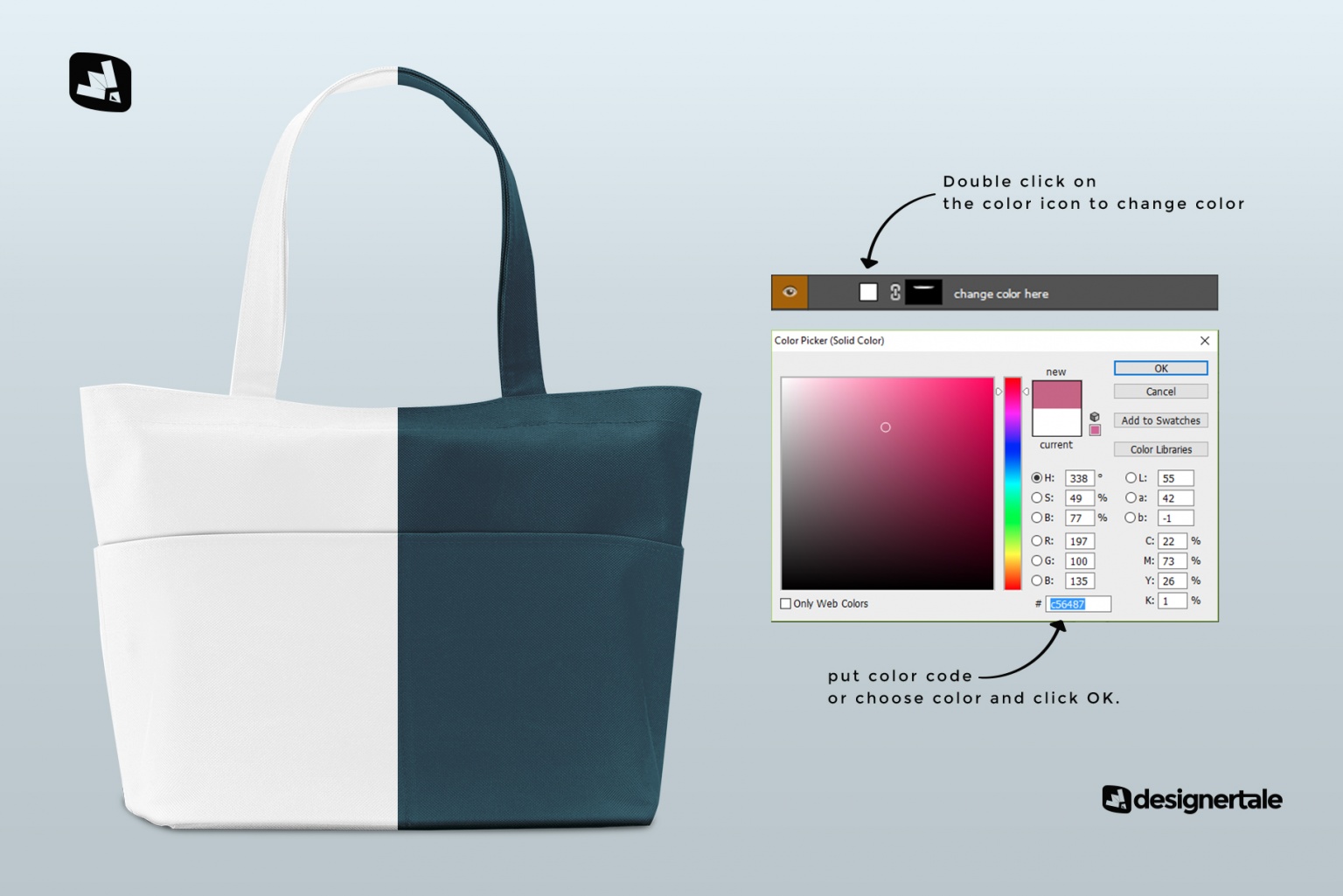 Front View Fabric Shopping Bag Mockup | Designertale