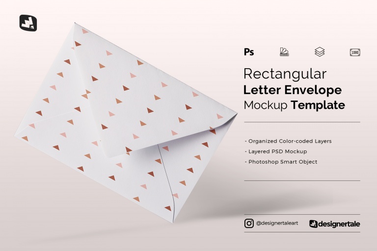Rectangular Letter Envelope Mockup - Designertale