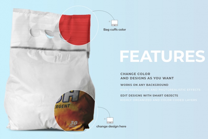 Washing Powder Bag Packaging Mockup - Designertale