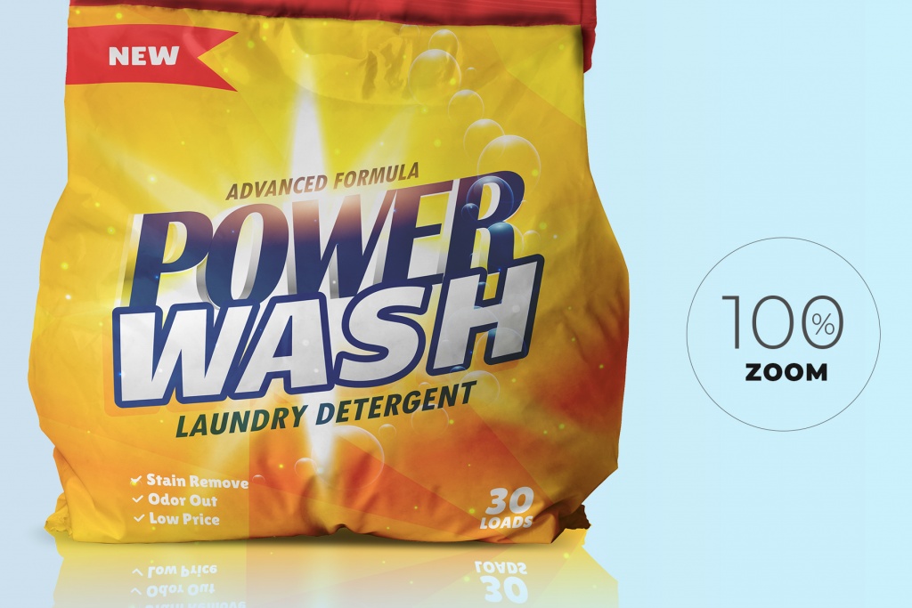Washing Powder Bag Packaging Mockup - Designertale