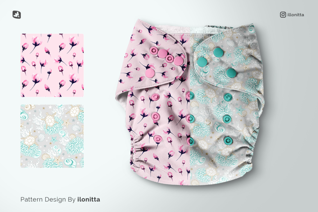 Reusable Cotton Diaper Mockup - Designertale