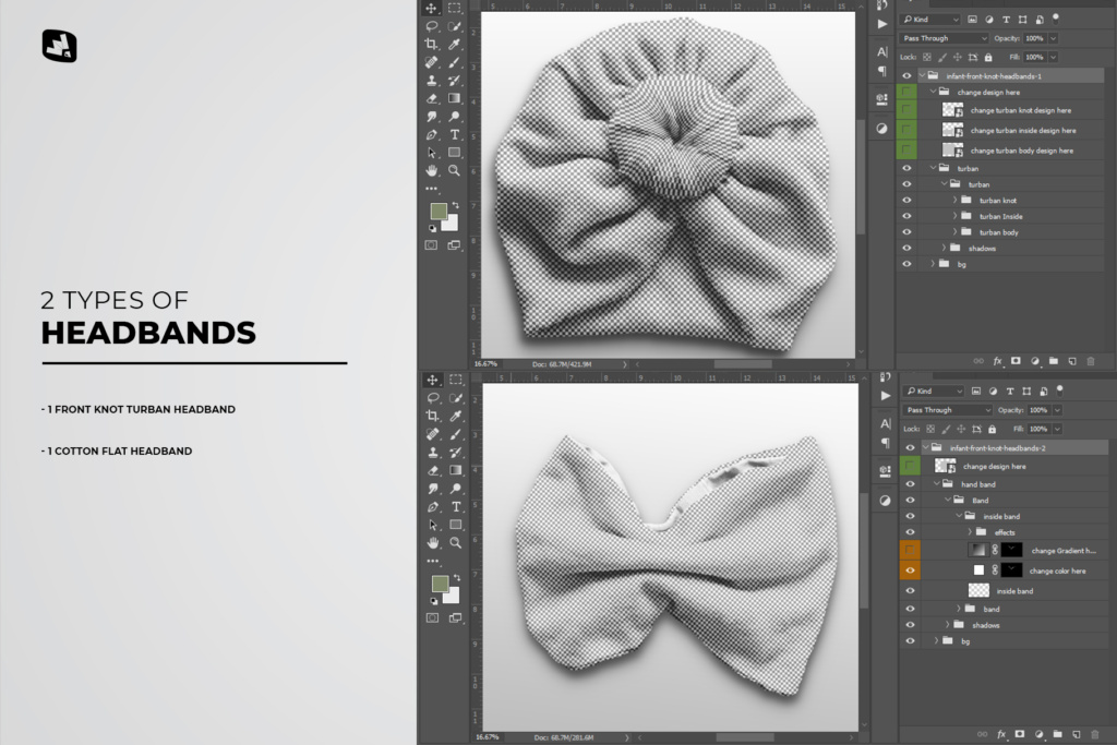 Infant Front Knot Headbands Mockup | Designertale