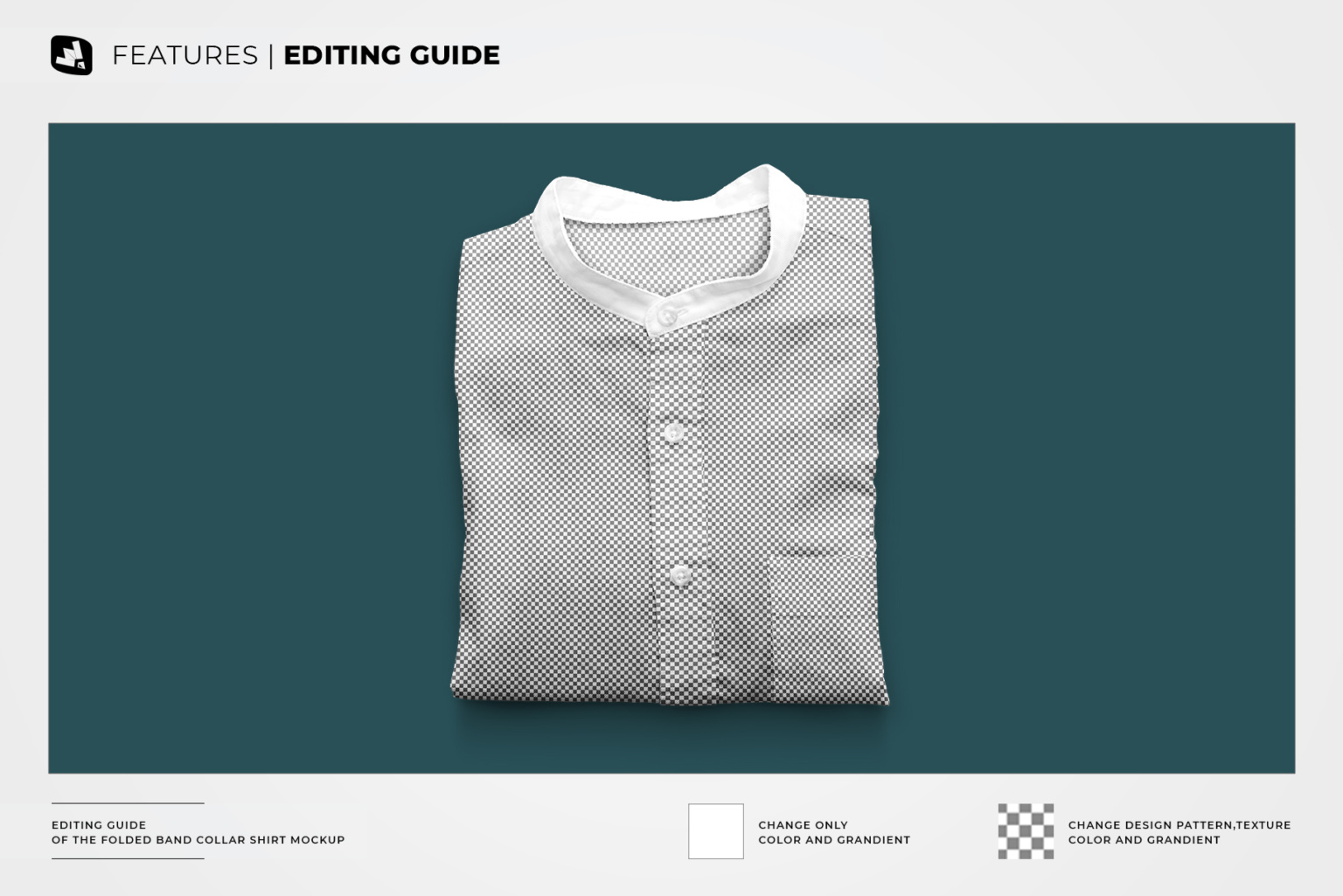 Folded Band Collar Shirt Mockup - Designertale