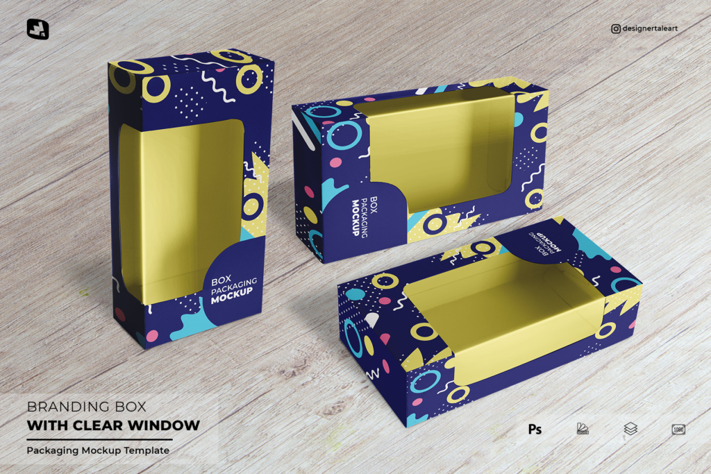 Branding Box With Clear Window Mockup - Designertale