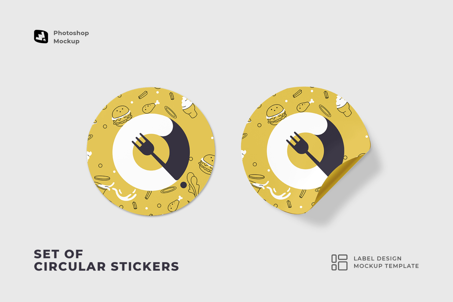 Set Of Circular Stickers Mockup - Designertale