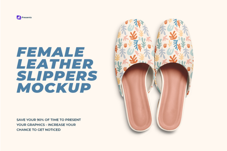Female Leather Slippers Mockup - Designertale