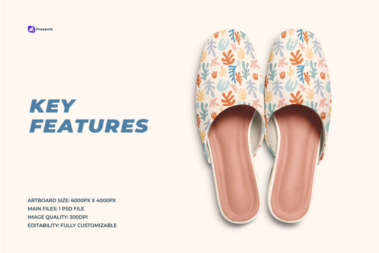 Female Leather Slippers Mockup - Designertale