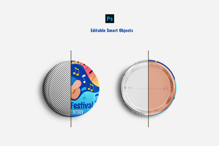 Glossy Round Pin Badge Set Mockup - Designertale
