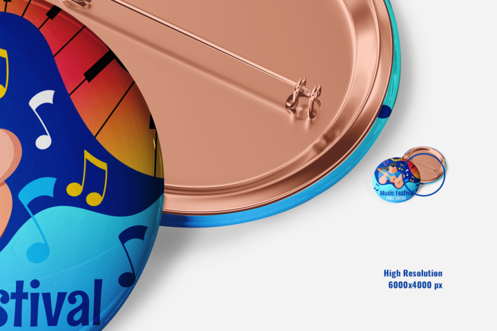 Glossy Round Pin Badge Set Mockup - Designertale