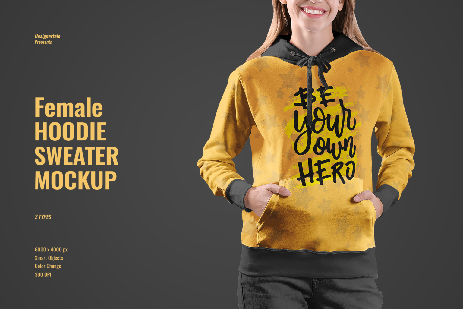 Female Hoodie Sweater Mockup - Designertale