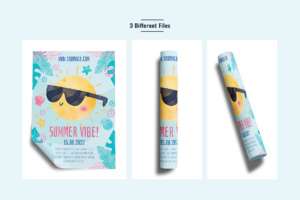 Top View Paper Poster Set Mockup - Designertale