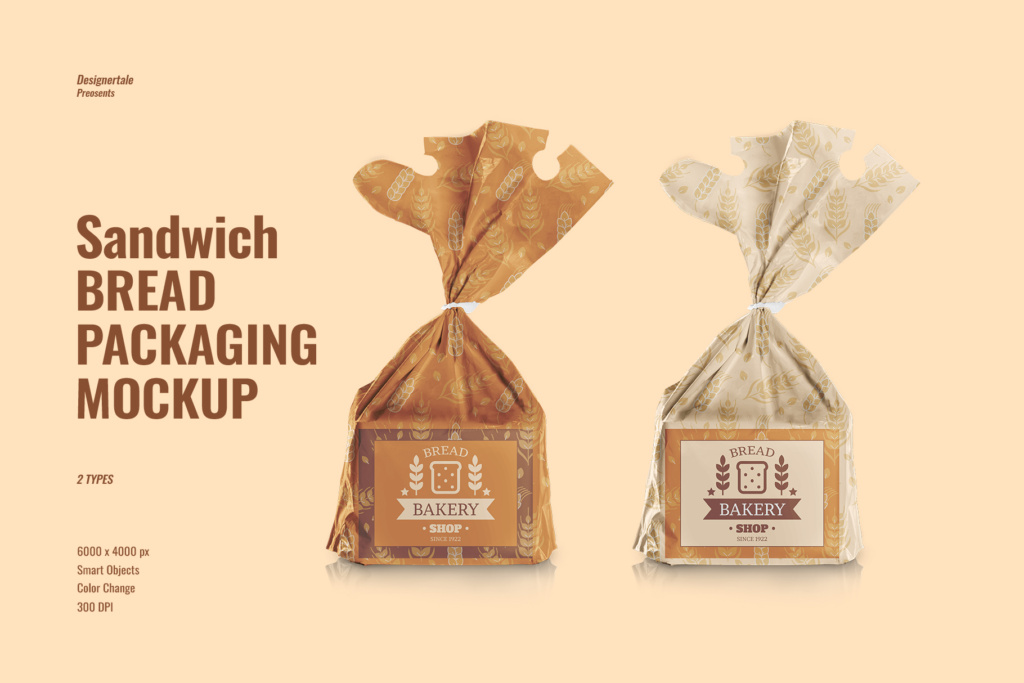 Sandwich Bread Packaging Mockup - Designertale