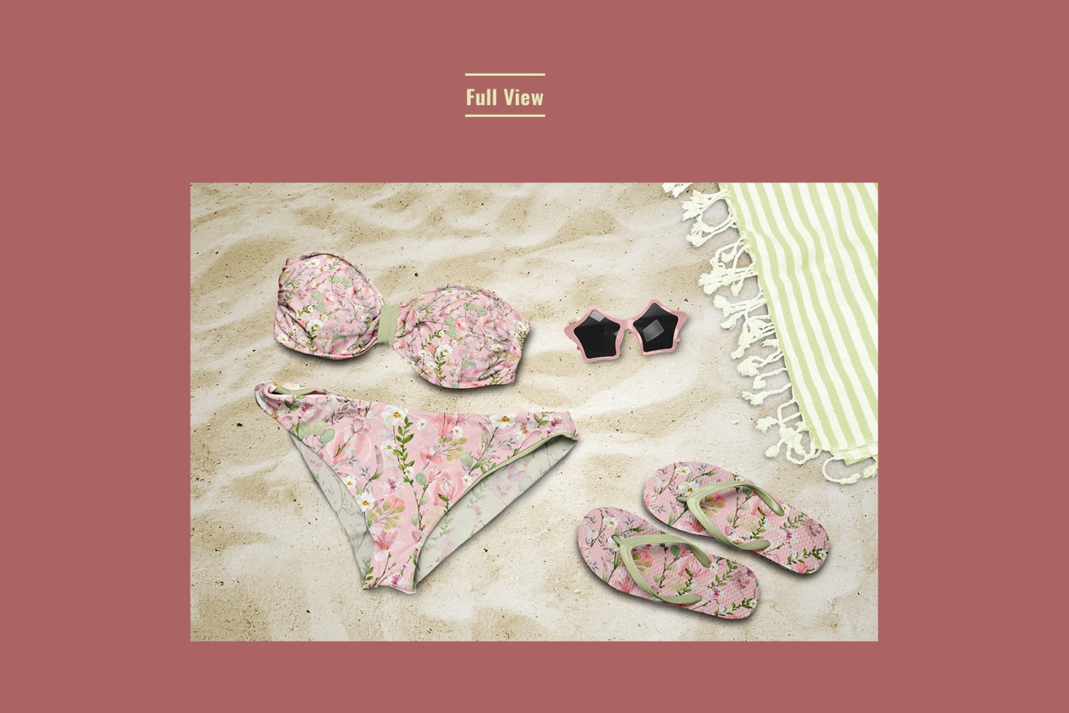 Flat Lay Beachwear Scene Mockup | Designertale