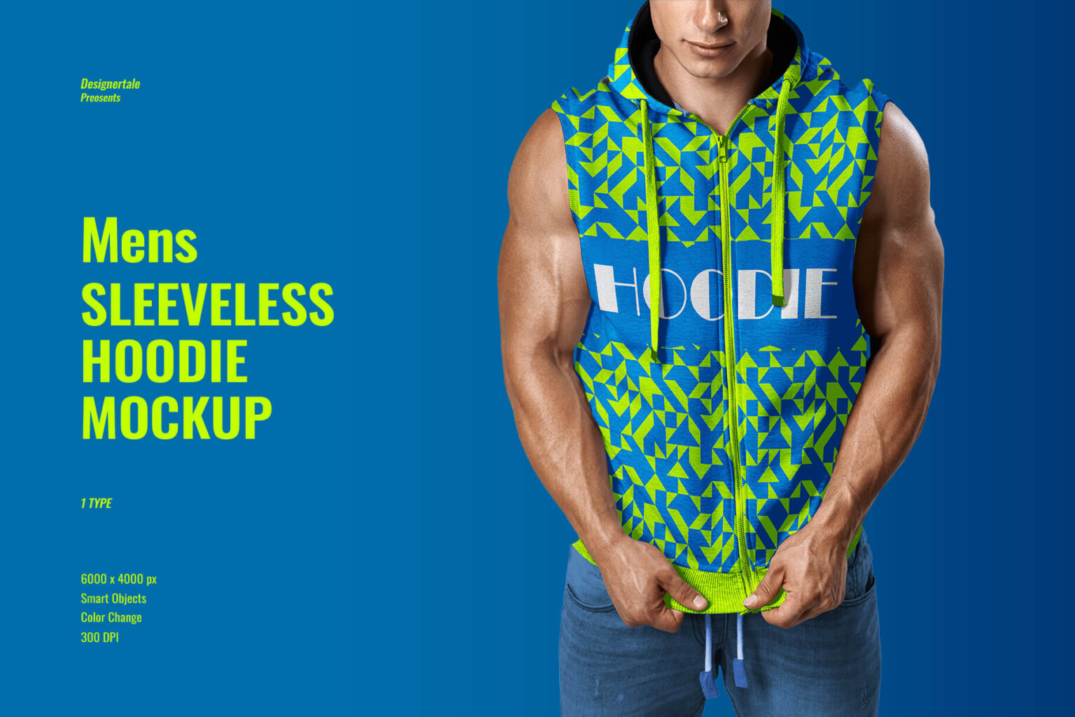 Men Sleeveless Hoodie Mockup Designertale